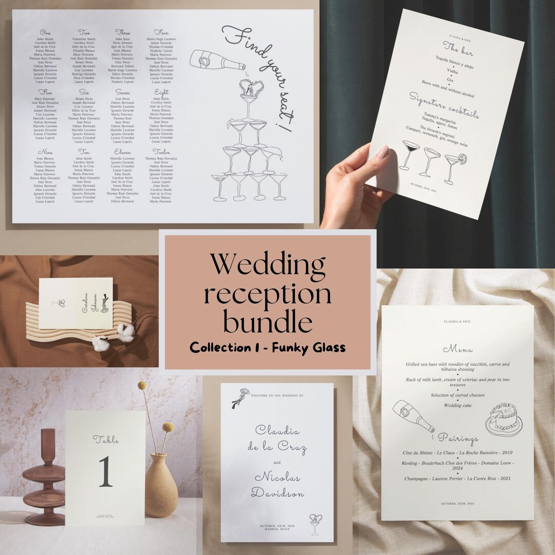 Wedding Reception Bundle Template, Hand Drawn Cute Scribble ...