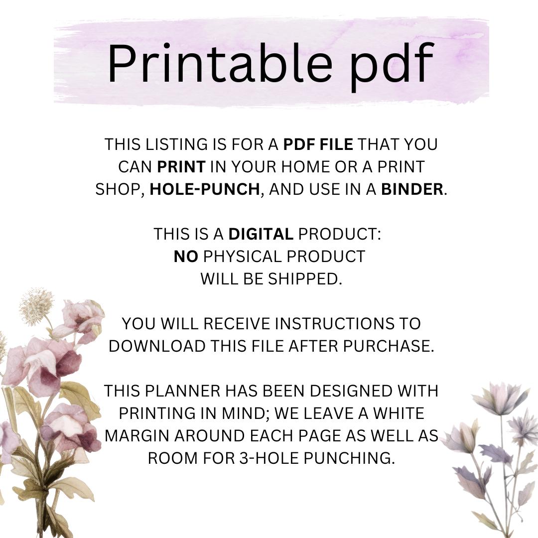 Chic 2025 Floral Planner Printable: Vibrant Purple Watercolor ...