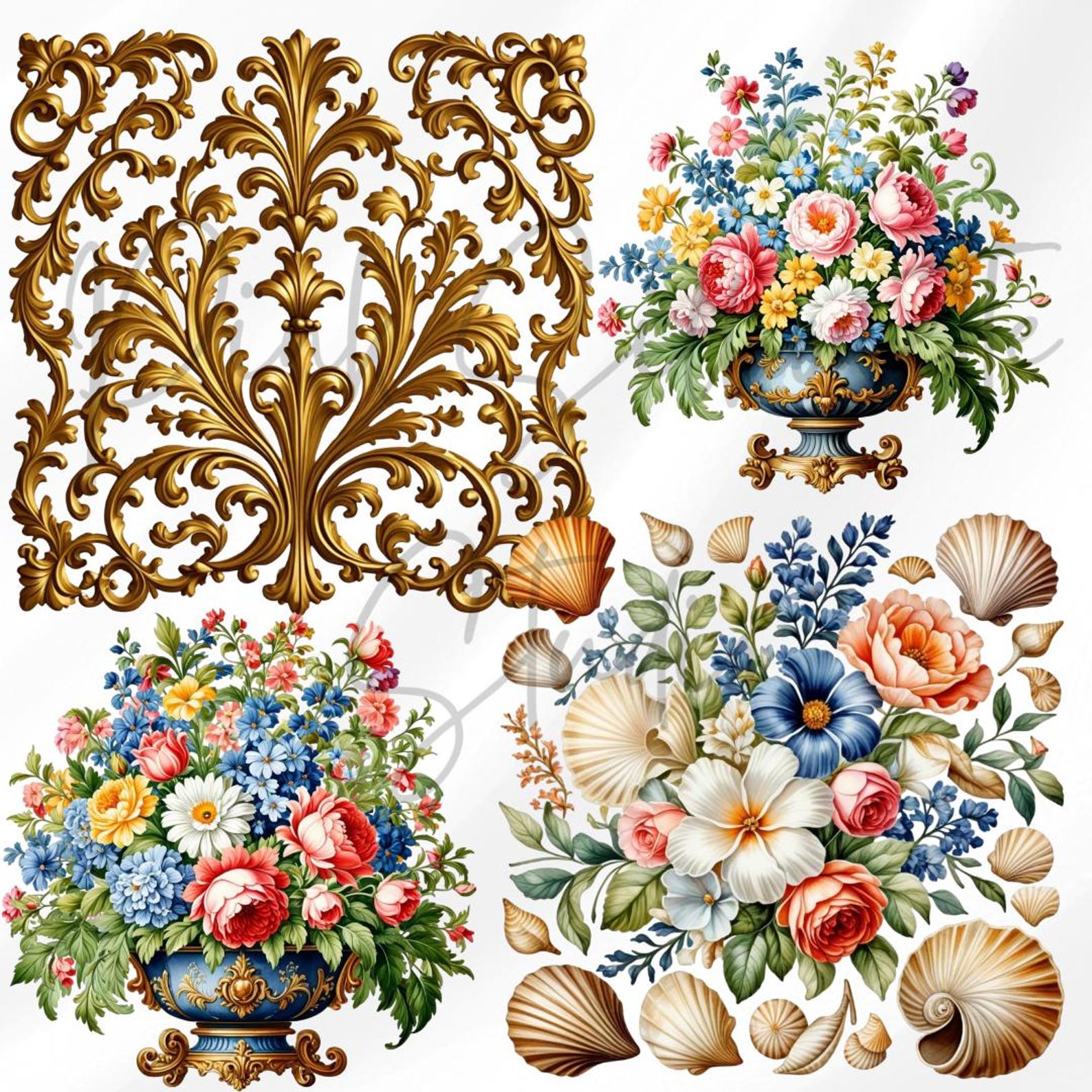 Rococo Fashion Clip Art Pack - 17th Century French Rococo Dresses ...