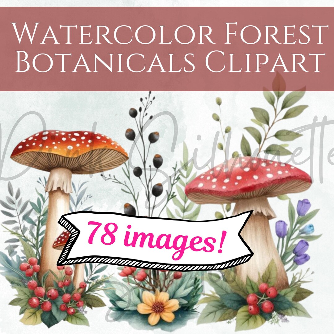Watercolor Forest Mushroom Motifs Clipart - Png Files - Commercial Use ...