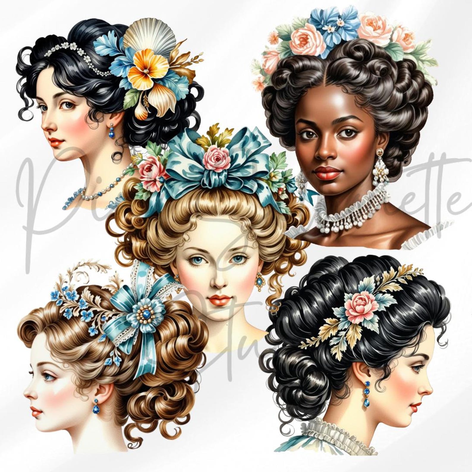 Rococo Fashion Clip Art Pack - 17th Century French Rococo Dresses ...