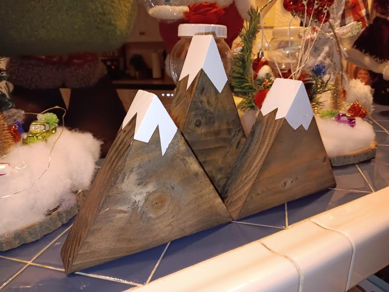 Handcrafted Wooden Triangle Trees Set of 3 - Customizable Rustic ...
