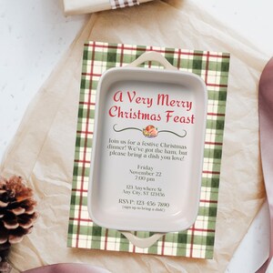 Editable Christmas Dinner Party Theme Invitation Template- Invite ...