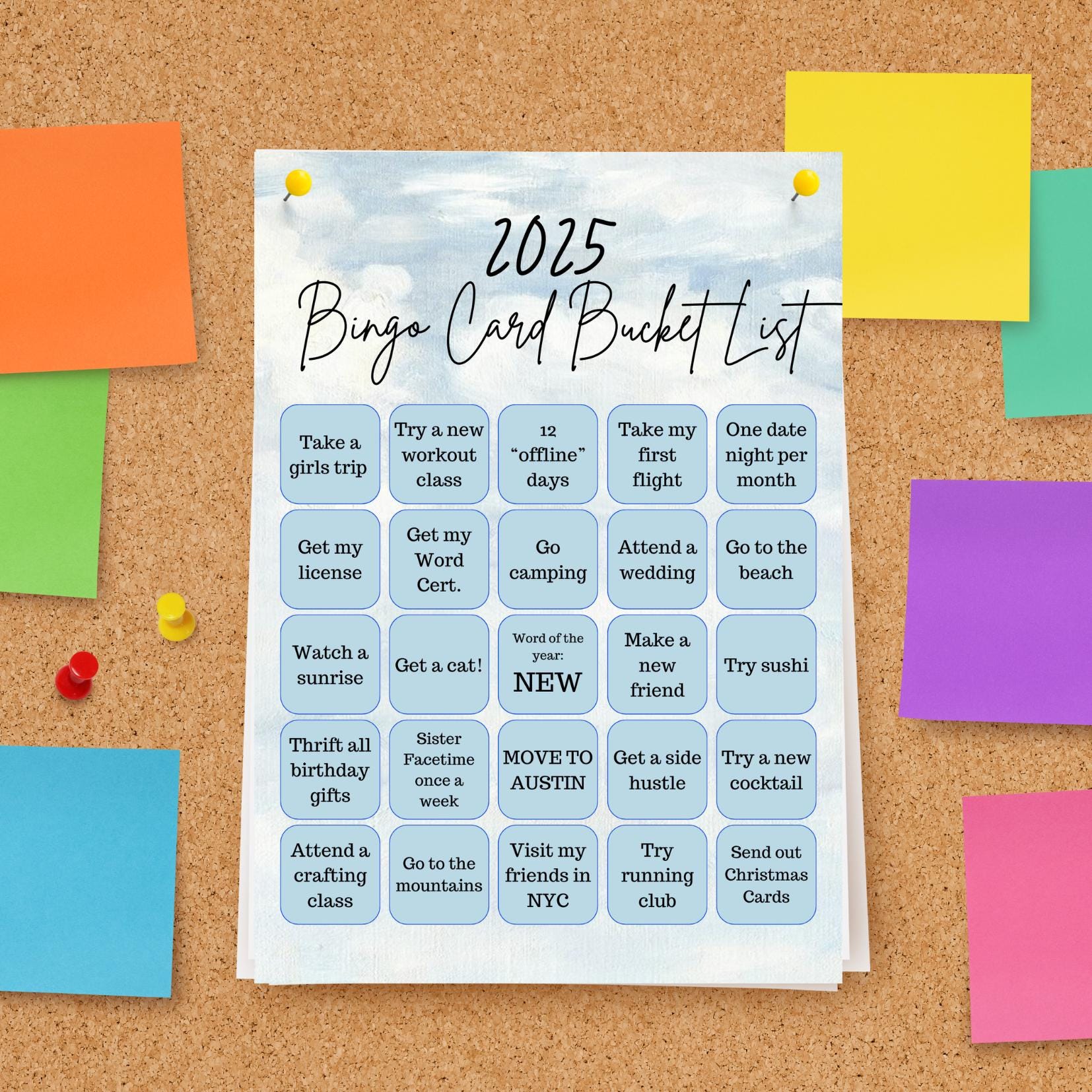 Editable 2025 Bingo Bucket List Template, Bucket List Bingo Printable ...