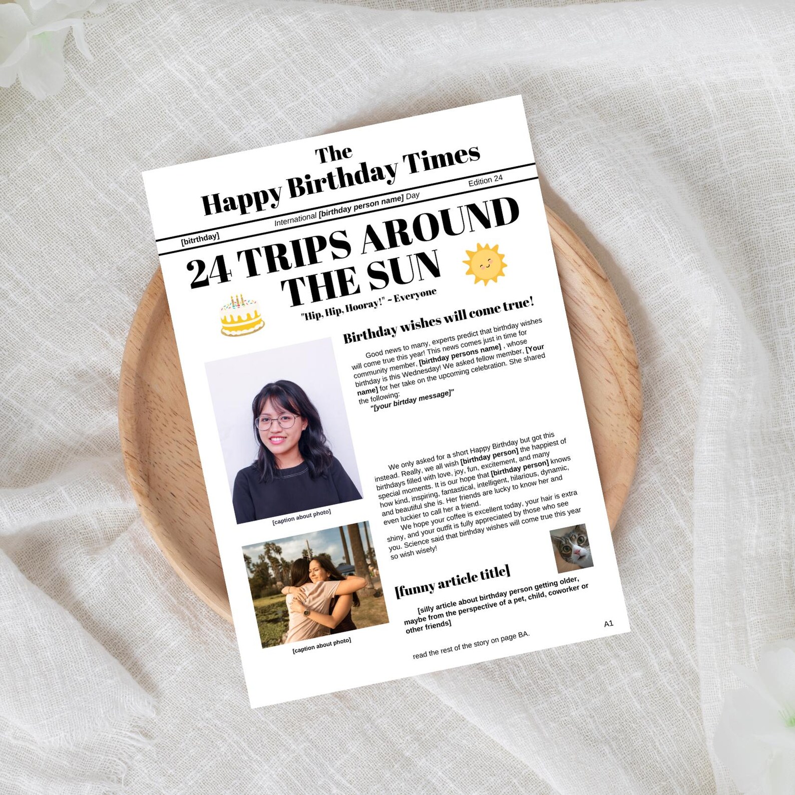 Newspaper Style Happy Birthday Card - Downloadable and Printable ...