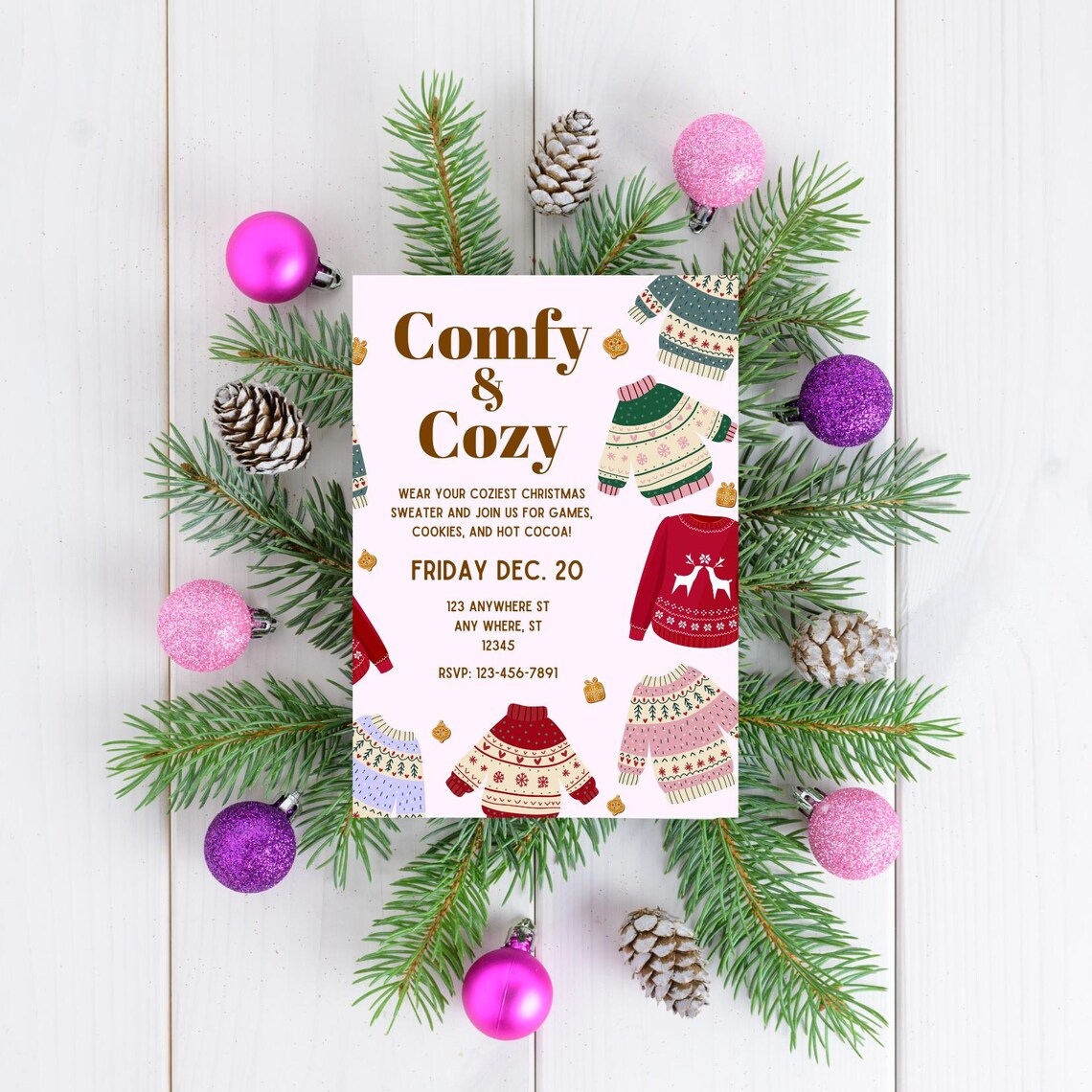 Editable Christmas Party Invitation Template - Invite Friends, Family ...