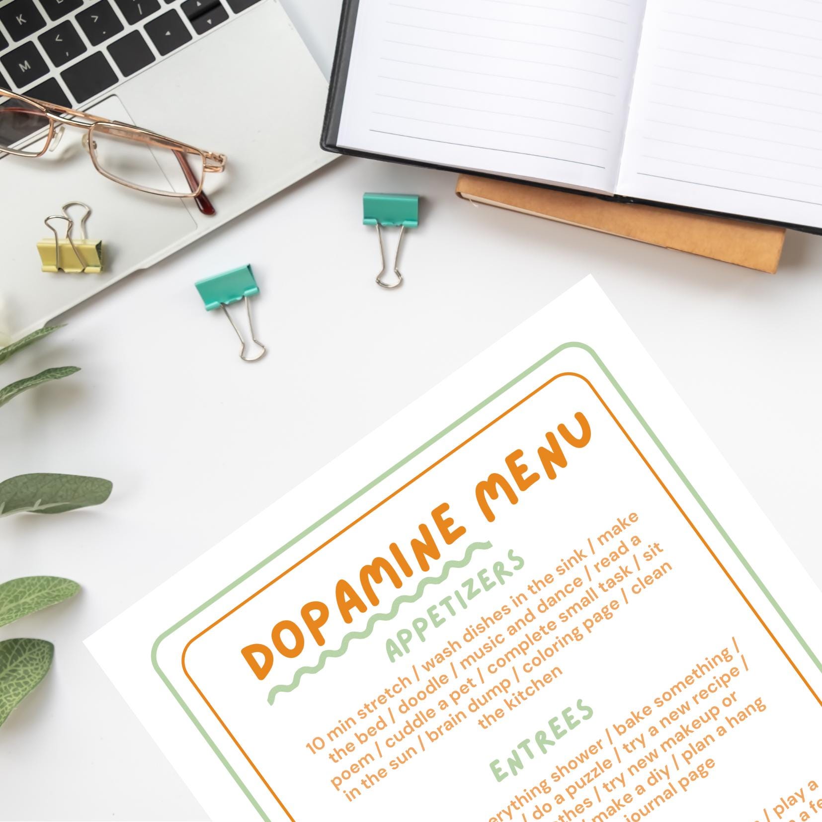 Dopamine Menu Self Care Digital Template, 8.5x11in or A4 Printable ...