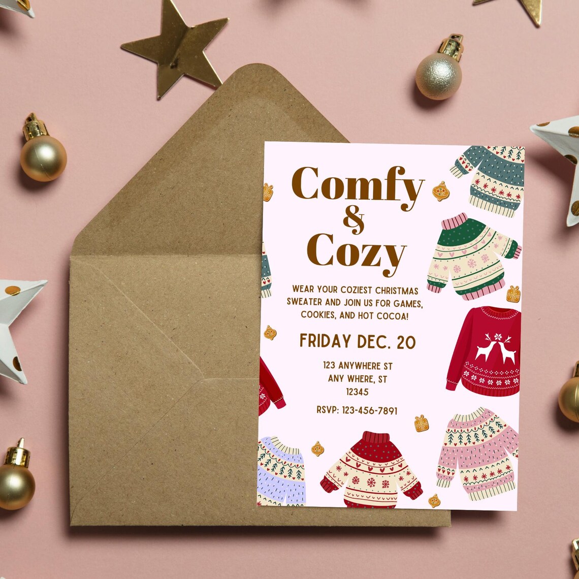 Editable Christmas Party Invitation Template - Invite Friends, Family ...