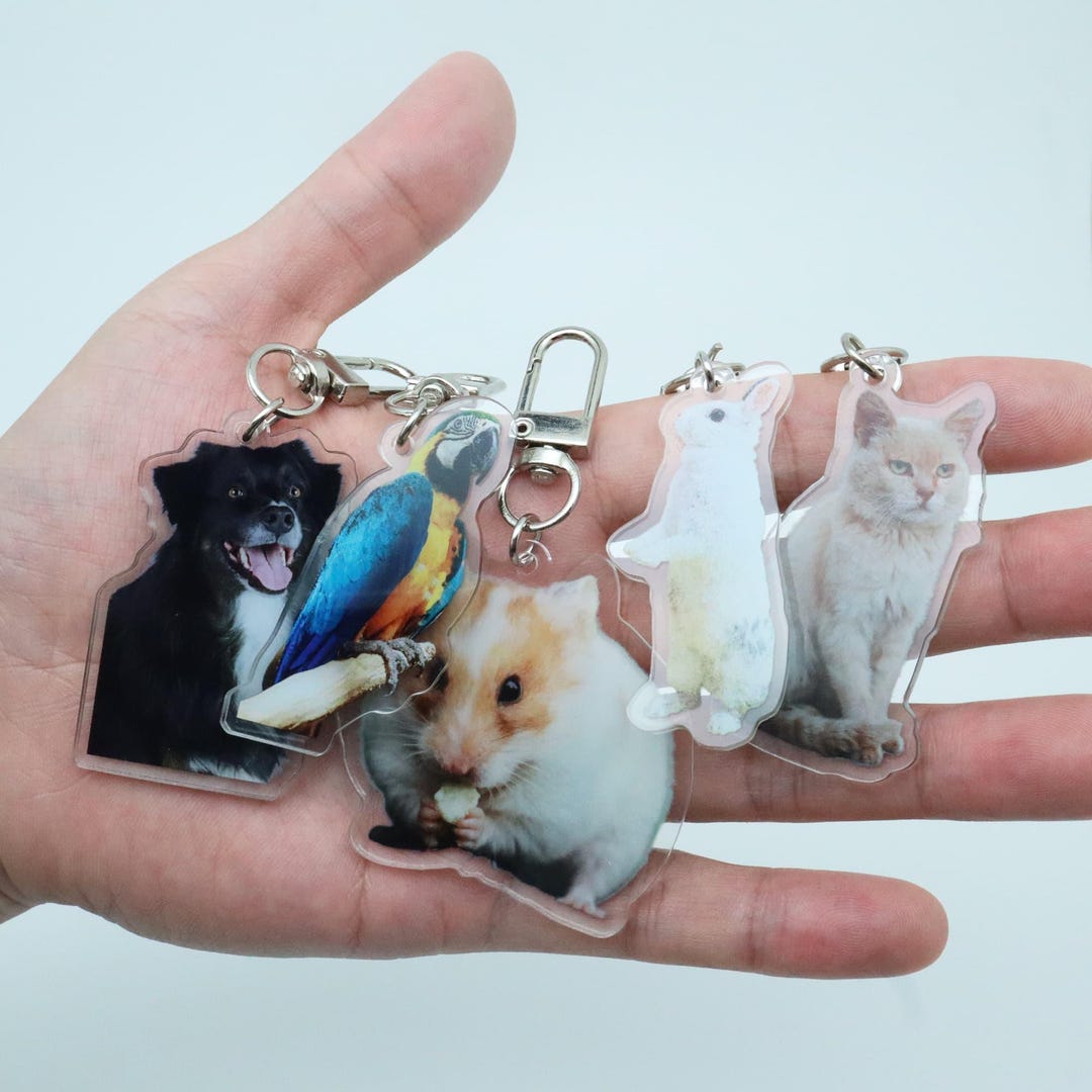 Custom Pet Keychain, Personalized Photo Keychain, Pet Print Keychain ...