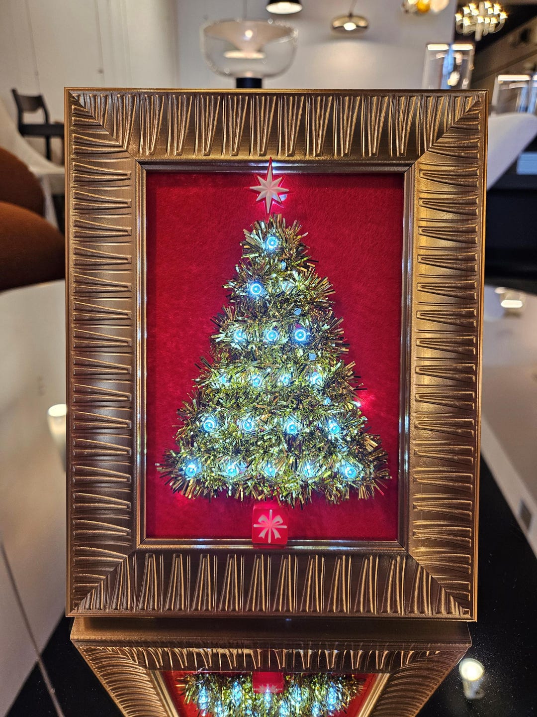Lighted Christmas Tree in a Frame - Etsy