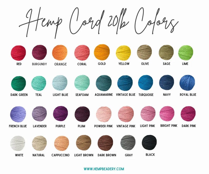 Wholesale Hemp Cord 1mm - Colored Twine -macrame Cord - PICK 100 Colors ...