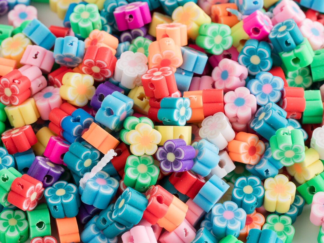 Polymer Clay Flower Beads, Mixed Colors, Spacers for Jewelry Making, 40 ...