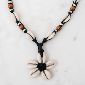 Black Macrame Shell Necklace, Hemp Sufer Necklaces, Gift for Her ...
