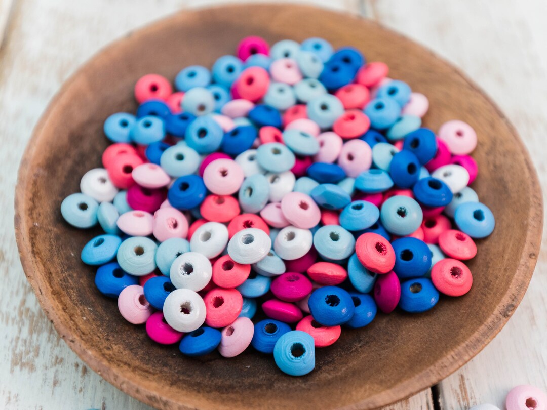 50 Colored Wood Disc Beads -B3175 - Etsy