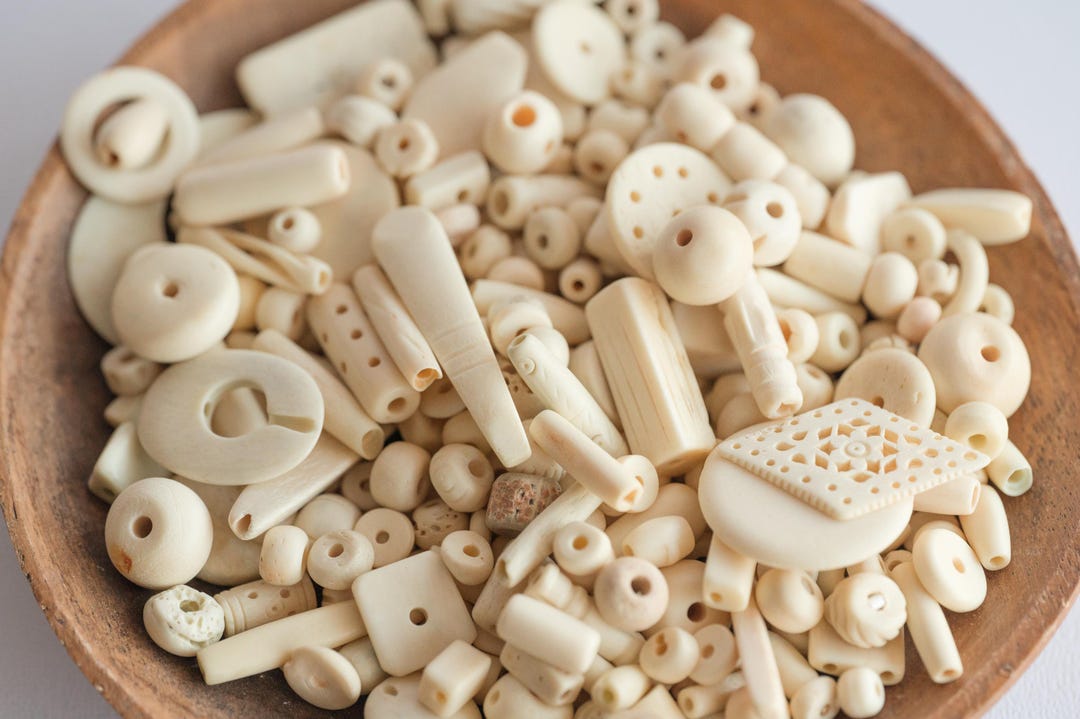 Cow Bone Beads From India Mix, Hand Carved, 30 Pieces -B3323 - Etsy
