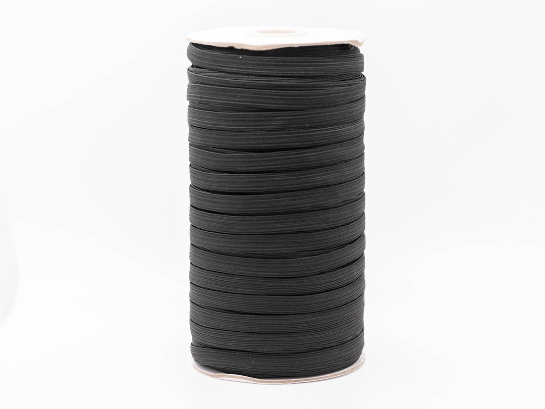 Black Flat Elastic 8mm / 3/8 Inch Wide, , Stretchy Cord, Mask String ...