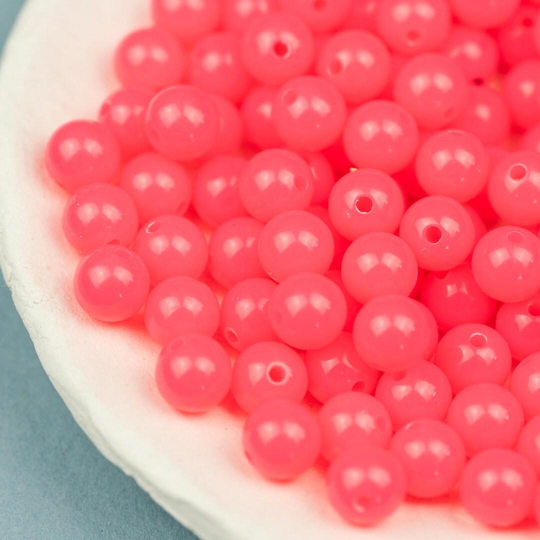Round Neon Pink Plastic Beads – 10mm | 75 Pieces -B48 - Etsy