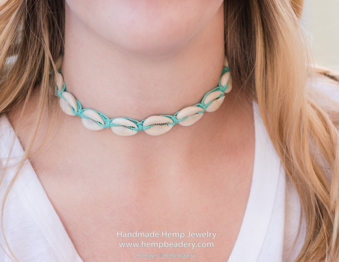 Hemp Cowrie Shell Necklace Chokers for Women Hemp Jewelry - Etsy