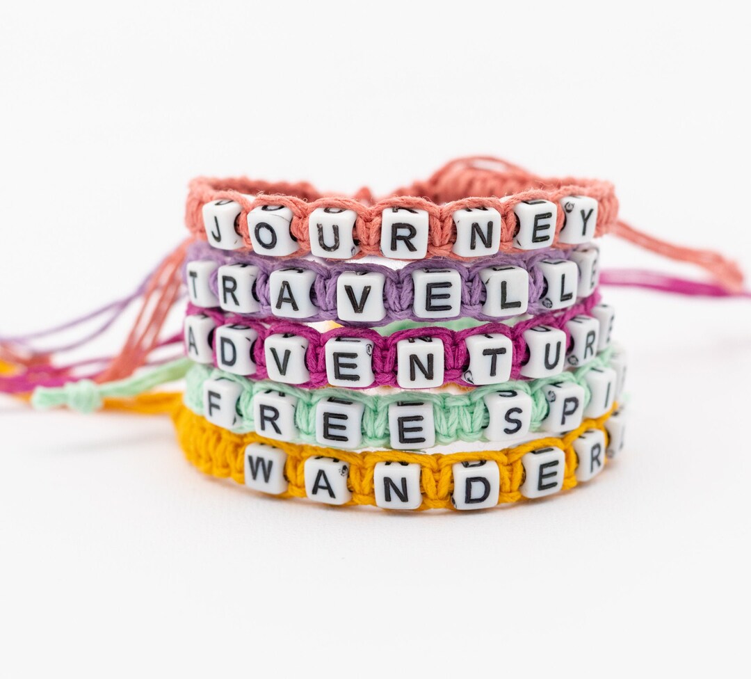 Personalized Word Bracelets With Letter Beads, Hemp Bracelets Made to ...