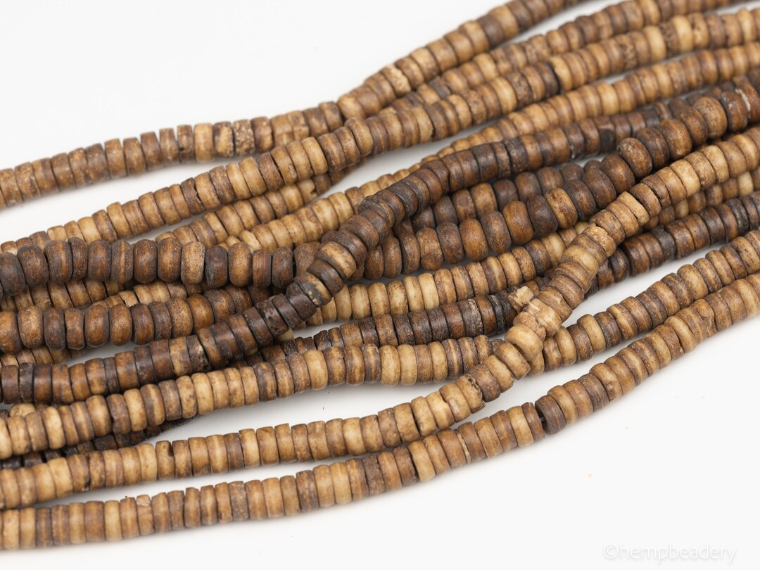 Bone Disc Beads 6mm, Brown Natural Color Pattern 15 Inch Strand B2614 ...