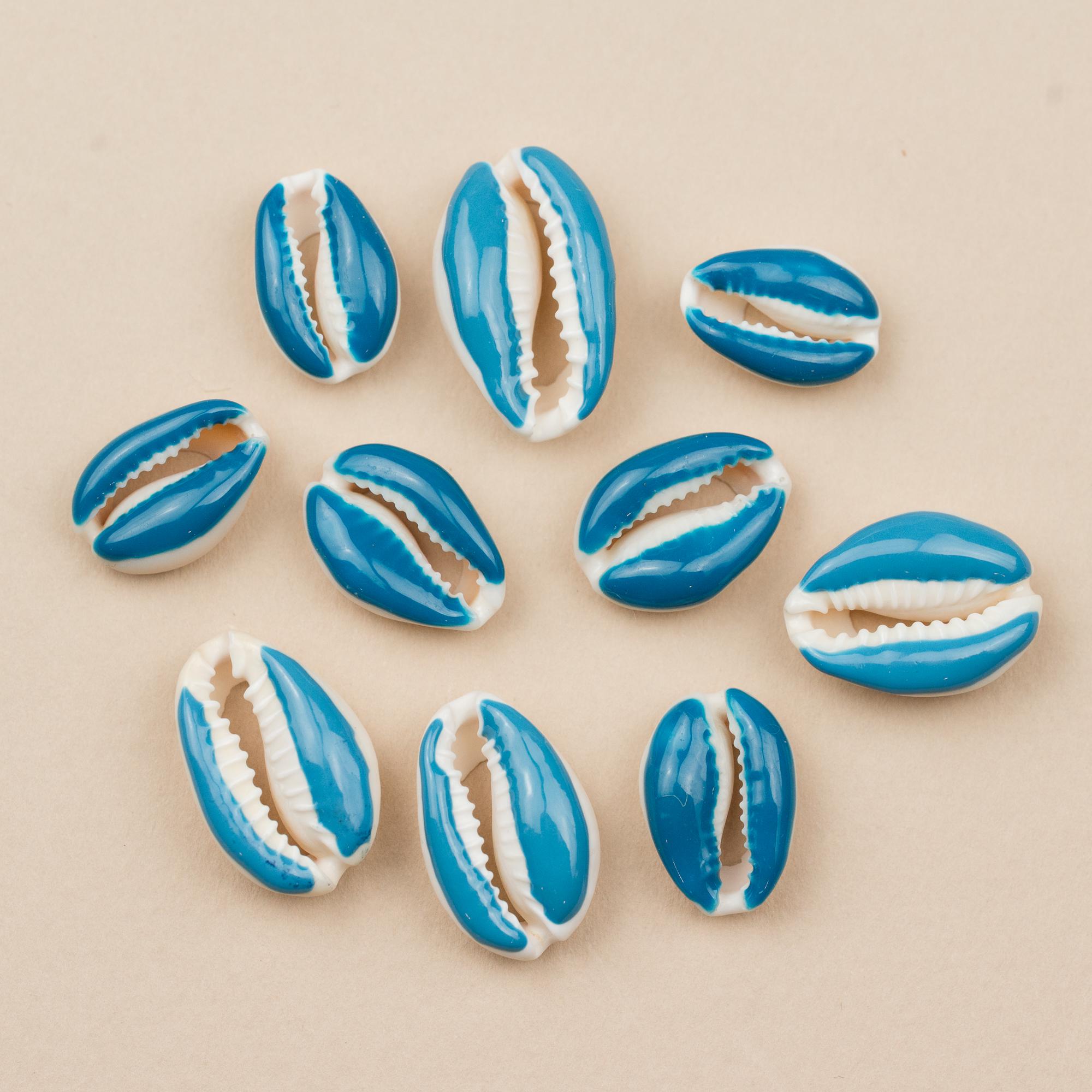 10 Blue Painted Cowrie Shell Beads – Natural Enamel Coated - B2746a - Etsy