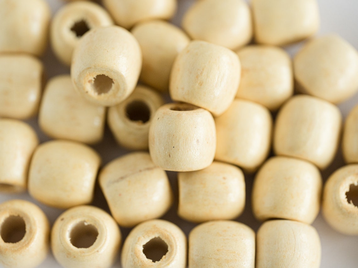 Large Hole Wooden Beads - Macrame Beads - 16mm - Natural Color - 20 ...