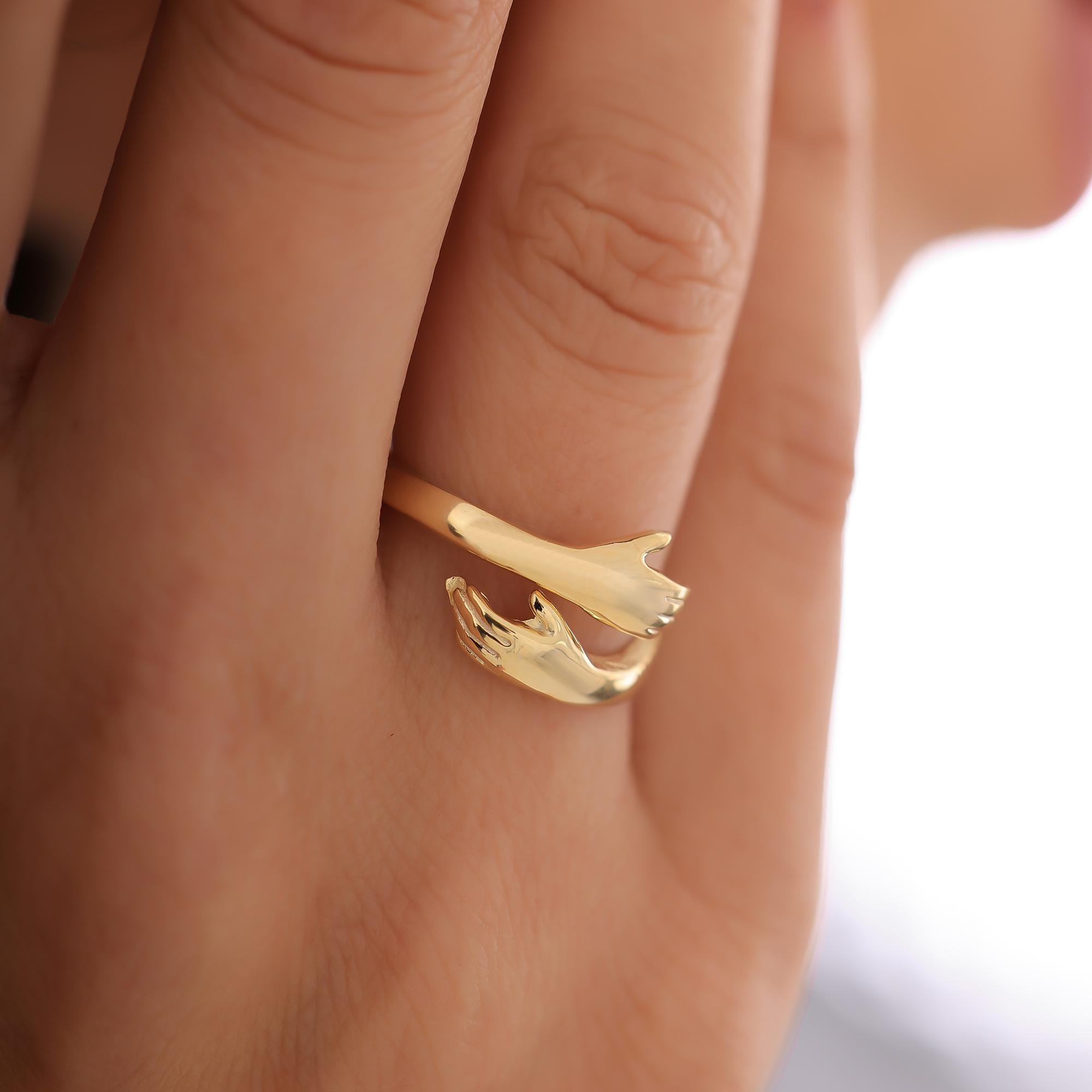 Hug Ring Engraving, Hug Ring Gold, Valentines Day Gift, 14k Hug Rings ...