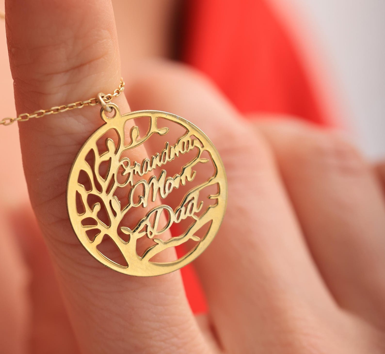 Personalized Sterling Silver Tree of Life Necklace: Custom Family Names ...