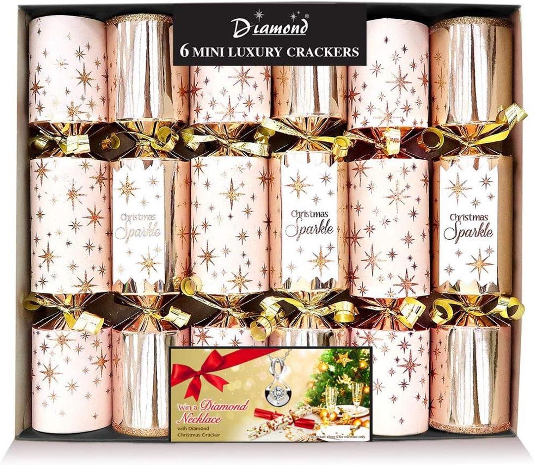 Diamondcrackers Luxe Set of 6 X 8 Rose Gold Sparkling Stars Christmas ...