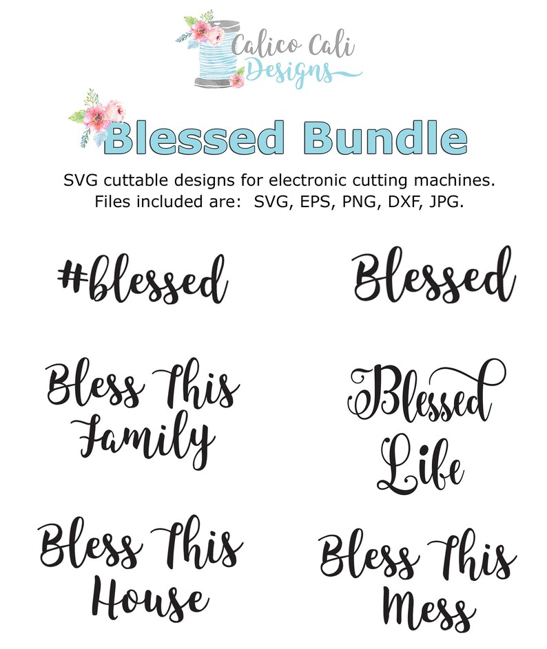 Blessed Script SVG Bundle for Electronic Cutting Machines - Etsy