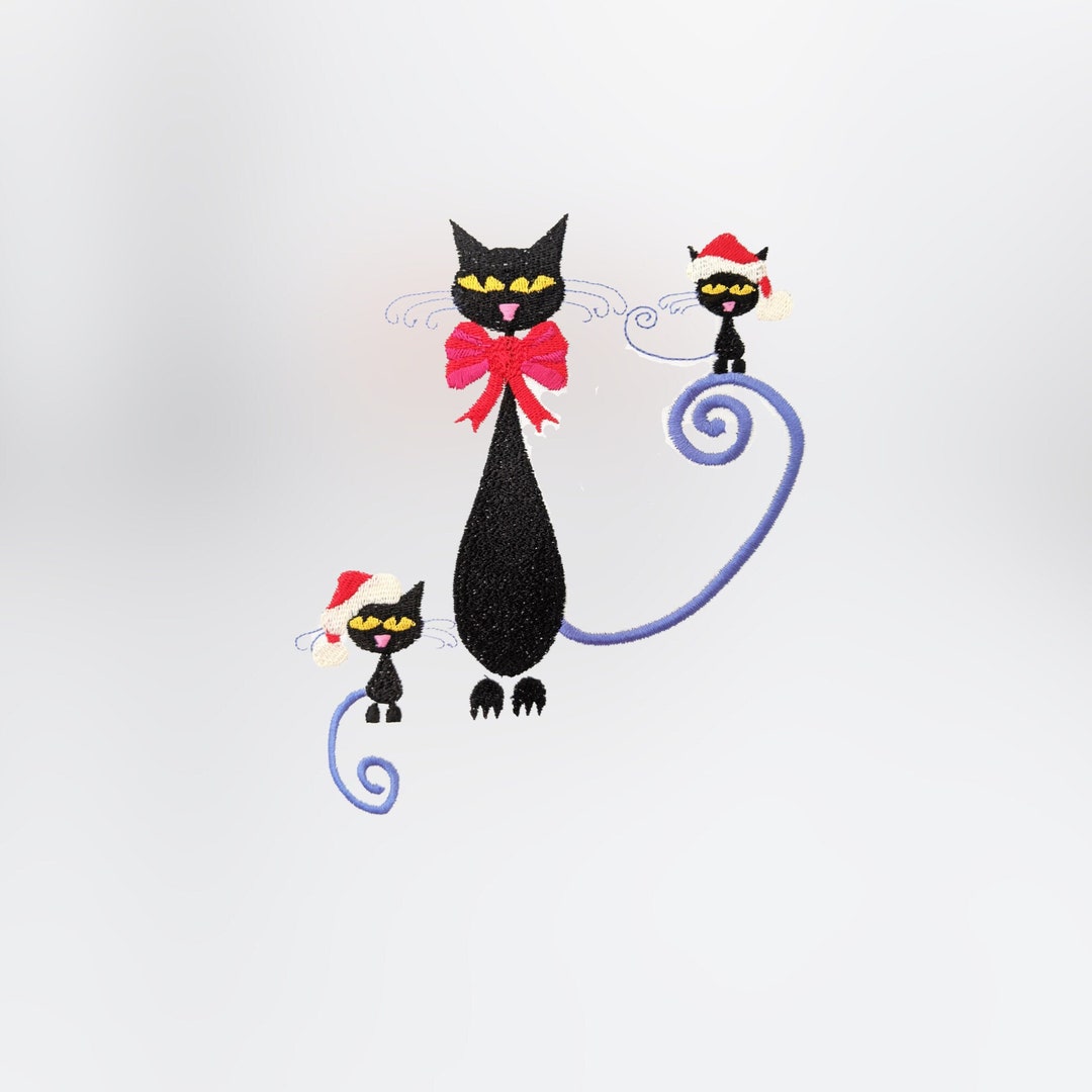 Cat Embroidery Design for Christmas, Diy Gift for Cat Lovers, Cats With ...