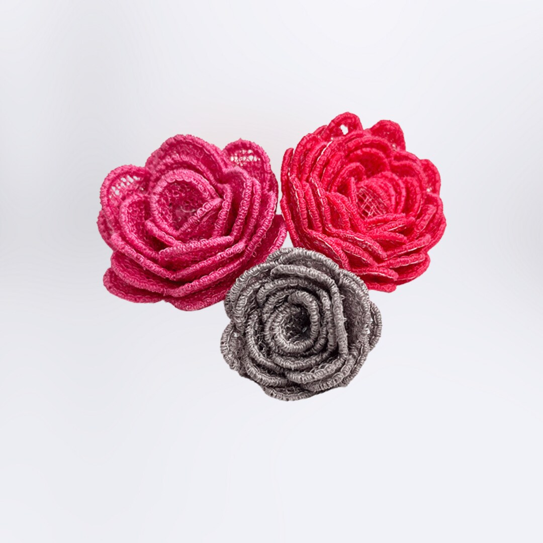 3D Rose Machine Embroidery Design, Lace in the Hoop Flower Embroidery ...