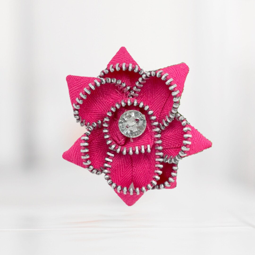 Upcycled Rose Shaped Zipper Pin, Flower Pin Stocking Filler for Teen ...