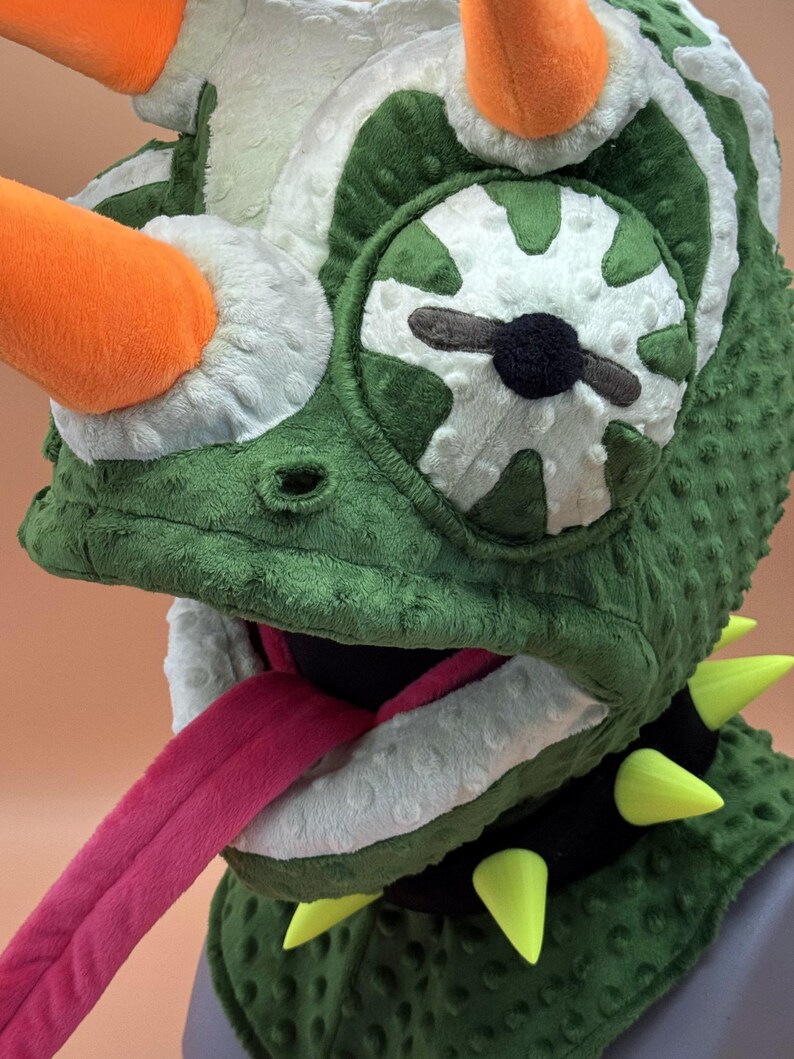 Jumbo Spiked Fursuit Collar Black Mochi Minky With Yellow UV Reactive ...