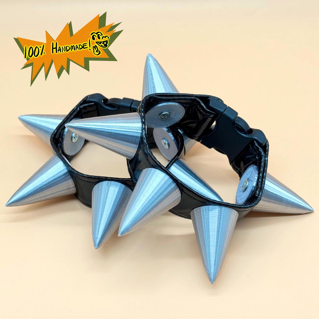 Jumbo Spiked Fursuit Wrist Cuffs Black With Silver Spikes - Etsy
