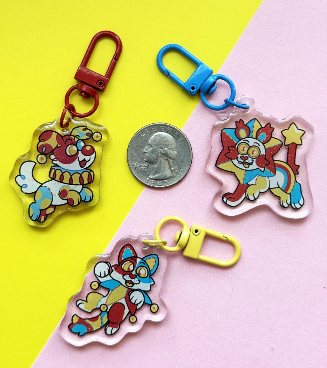 Circus Animals Clown Puppy Kitty Lion Mini Epoxy Charms - Double Sided ...