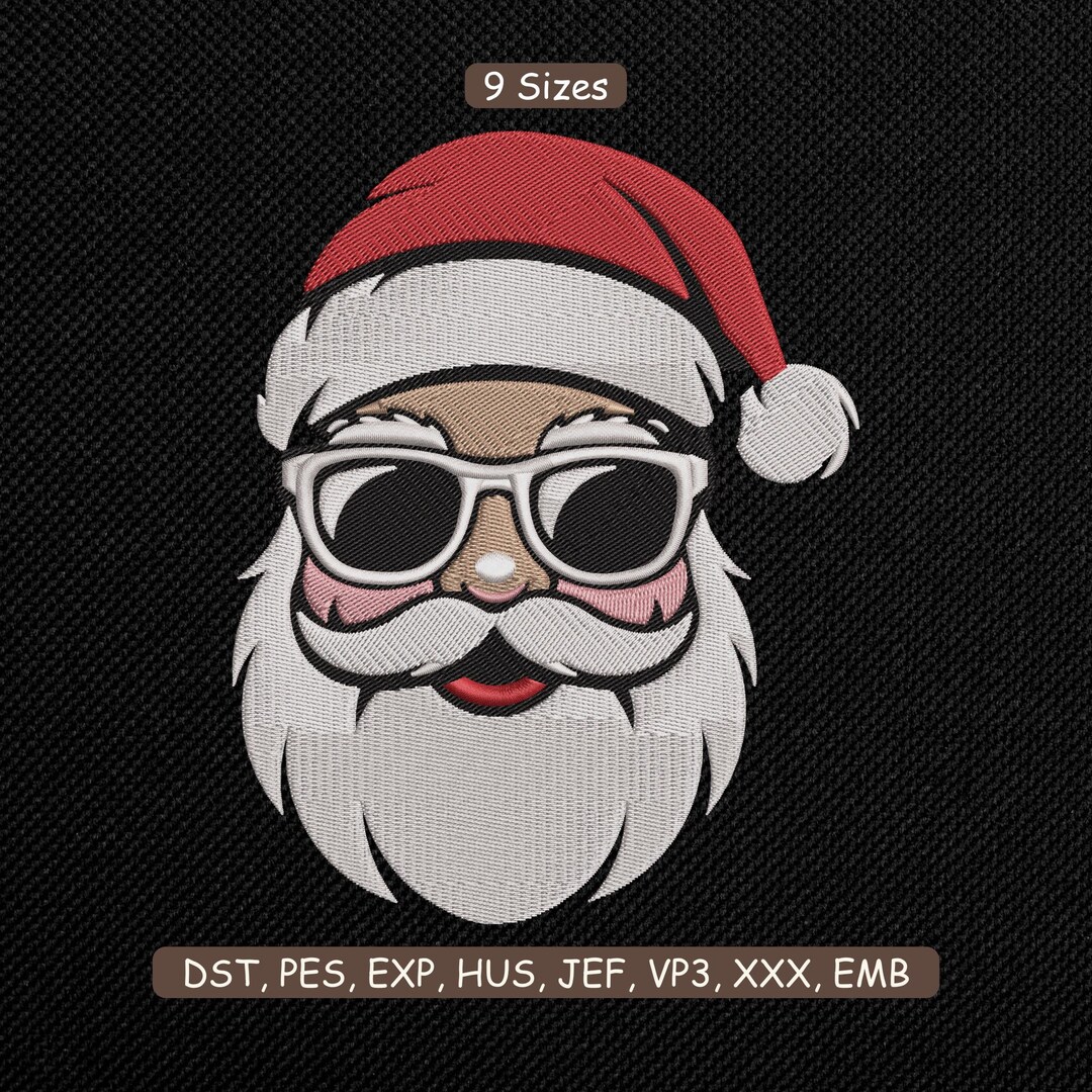 Retro Santa Face Machine Embroidery Design, Classic Christmas ...
