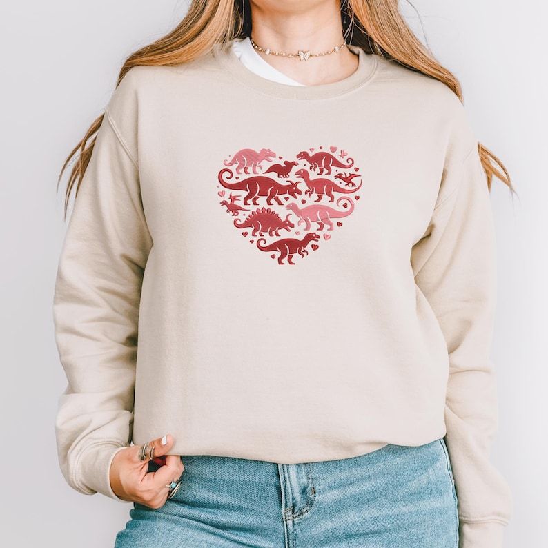 Valentine Dinosaur Heart Pattern Embroidery Design, Cute Dino Love ...