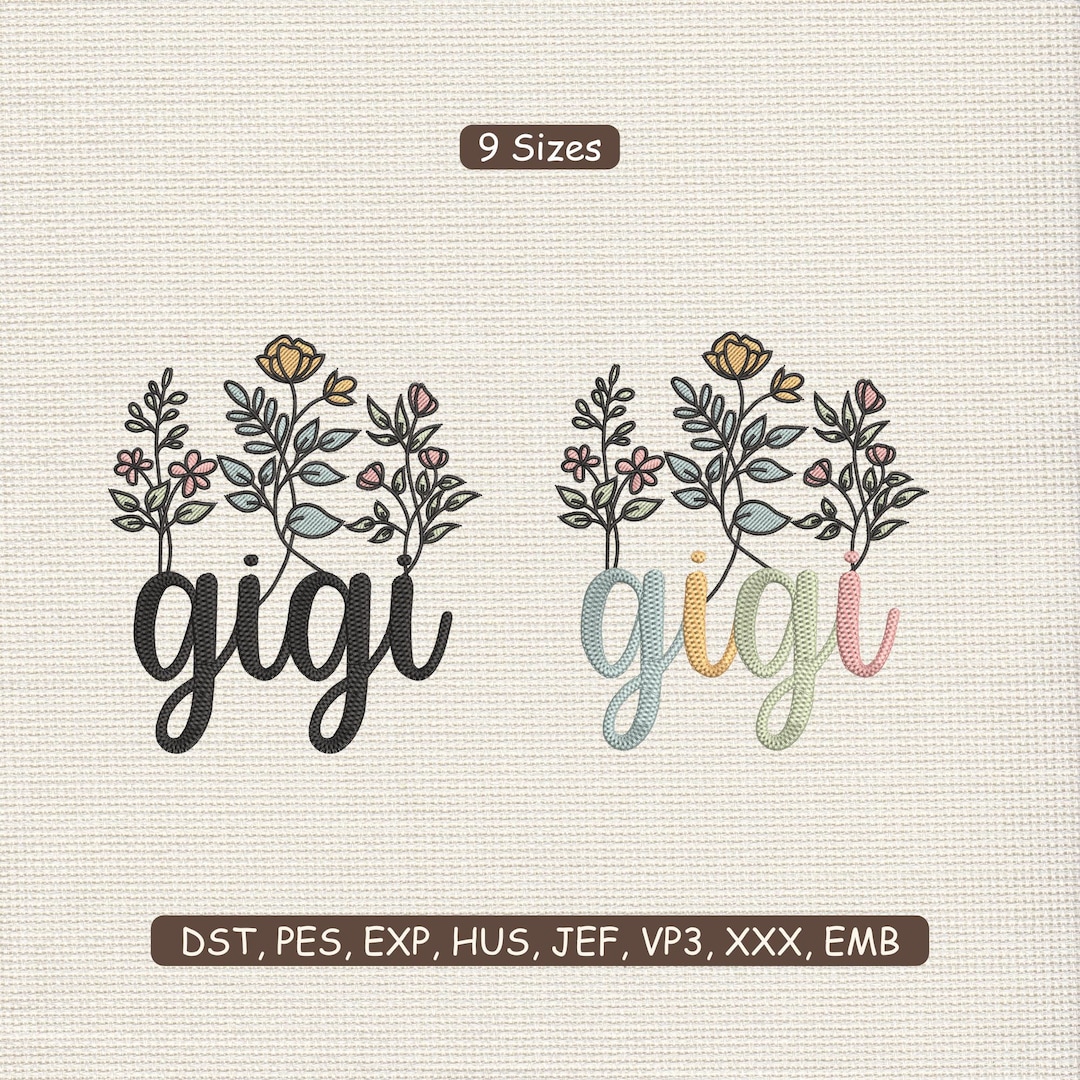 2 Color Grandma Floral Gigi Embroidery Design | Flower Machine ...