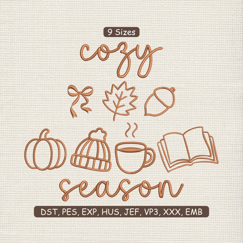 Cozy Season Embroidery Design File | Cute Cozy Season Fall Autumn ...