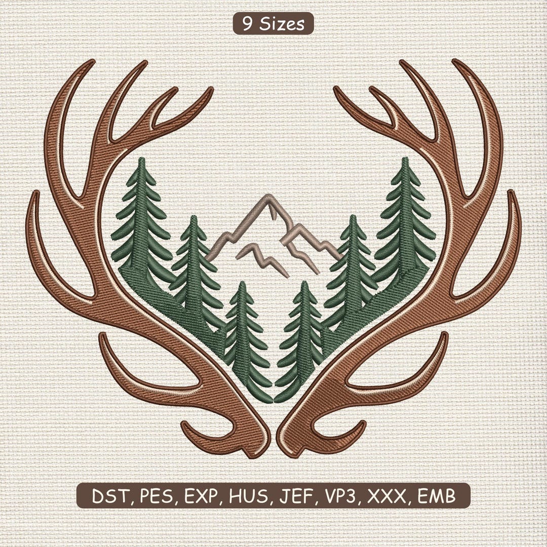 Hunting Antler Arrow Embroidery Design, Deer Antlers Forest Machine ...
