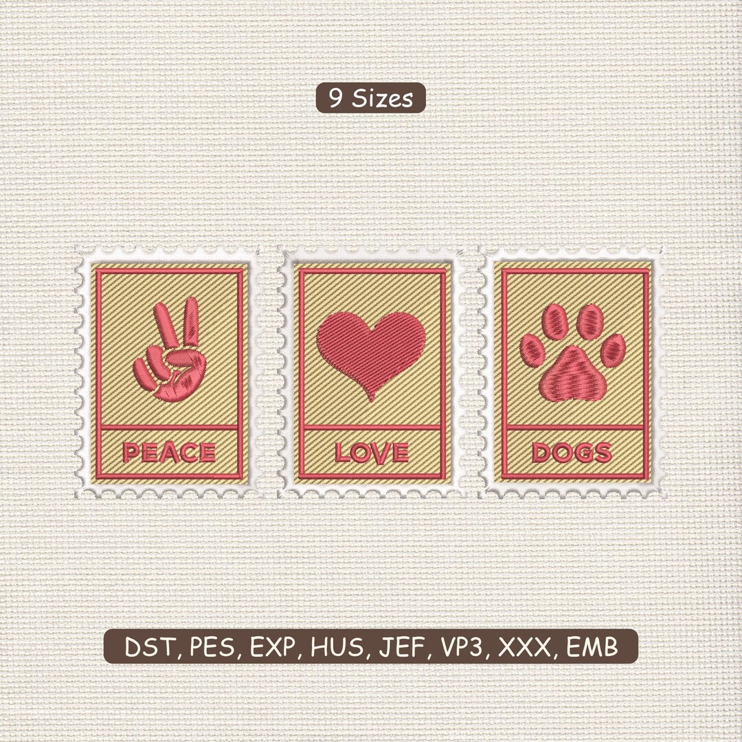 Dog Lover Embroidery Design : Peace Love Dogs Animal Lover Machine File ...