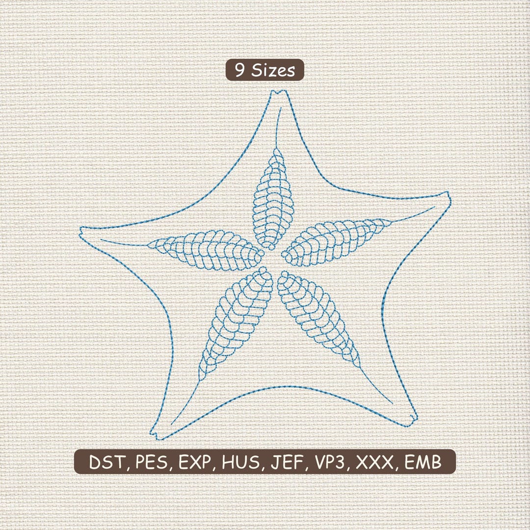 Bat Star Embroidery Design – Ocean Marine Star Embroidery Machine ...