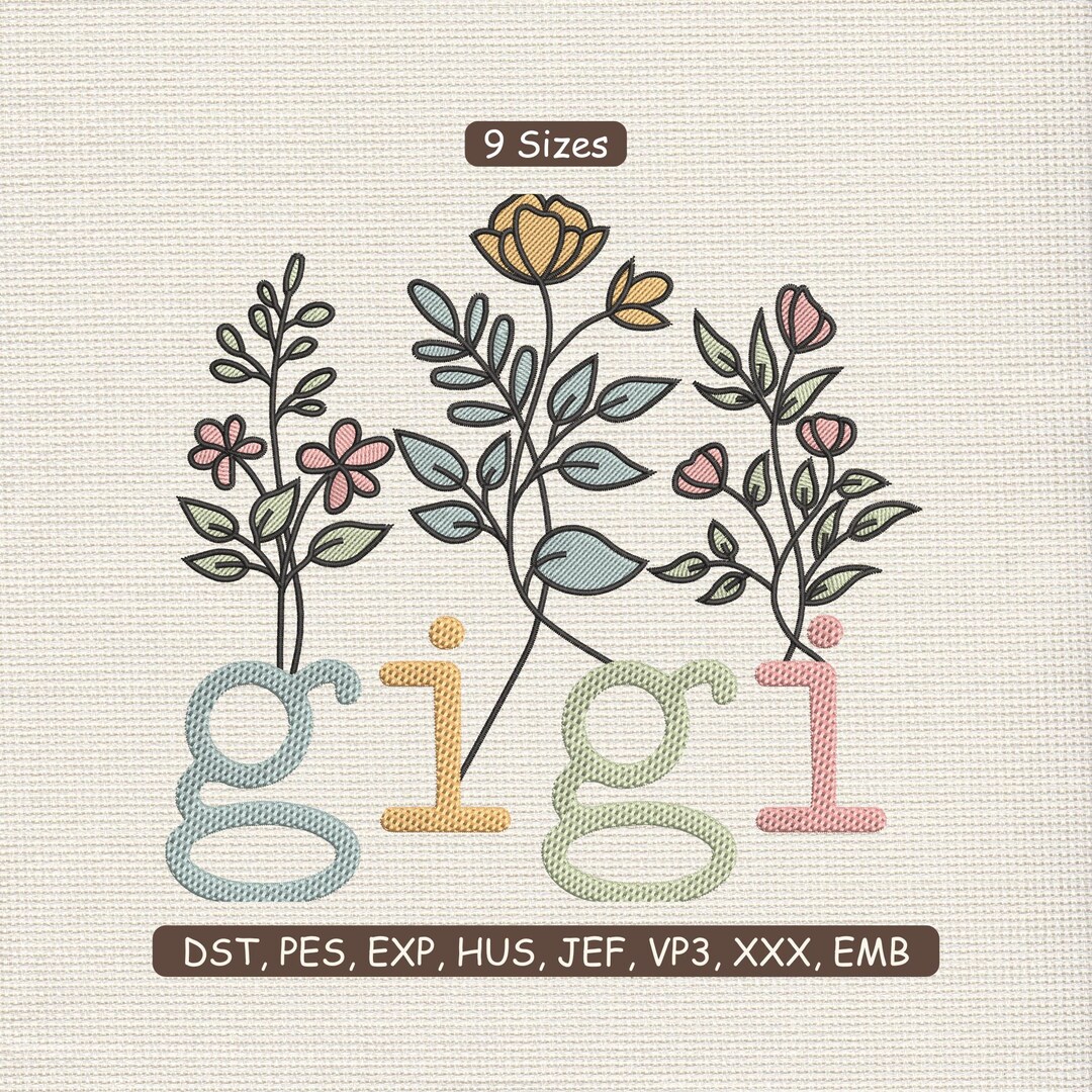 Floral Gigi Embroidery Design File | Flower Grandma Machine Embroidery ...