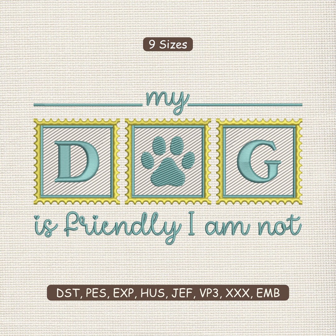 Dog Embroidery Design : Pet Animal Lover Stamp Machine File DST PES | 9 ...