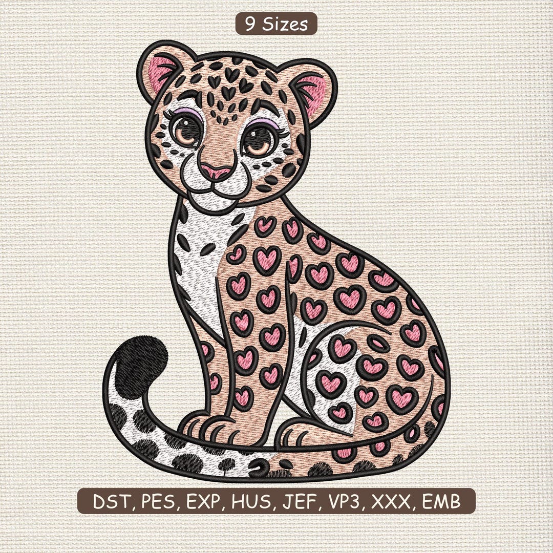 Leopard Embroidery Design, Heart Spot Valentine Animal Machine ...