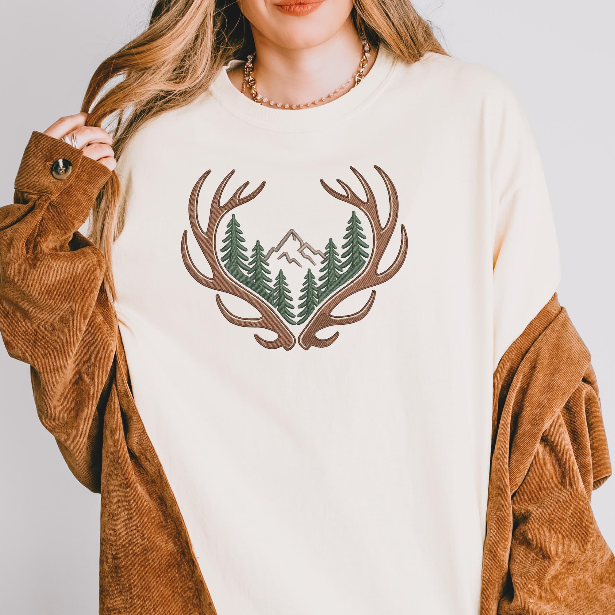 Hunting Antler Arrow Embroidery Design, Deer Antlers Forest Machine ...