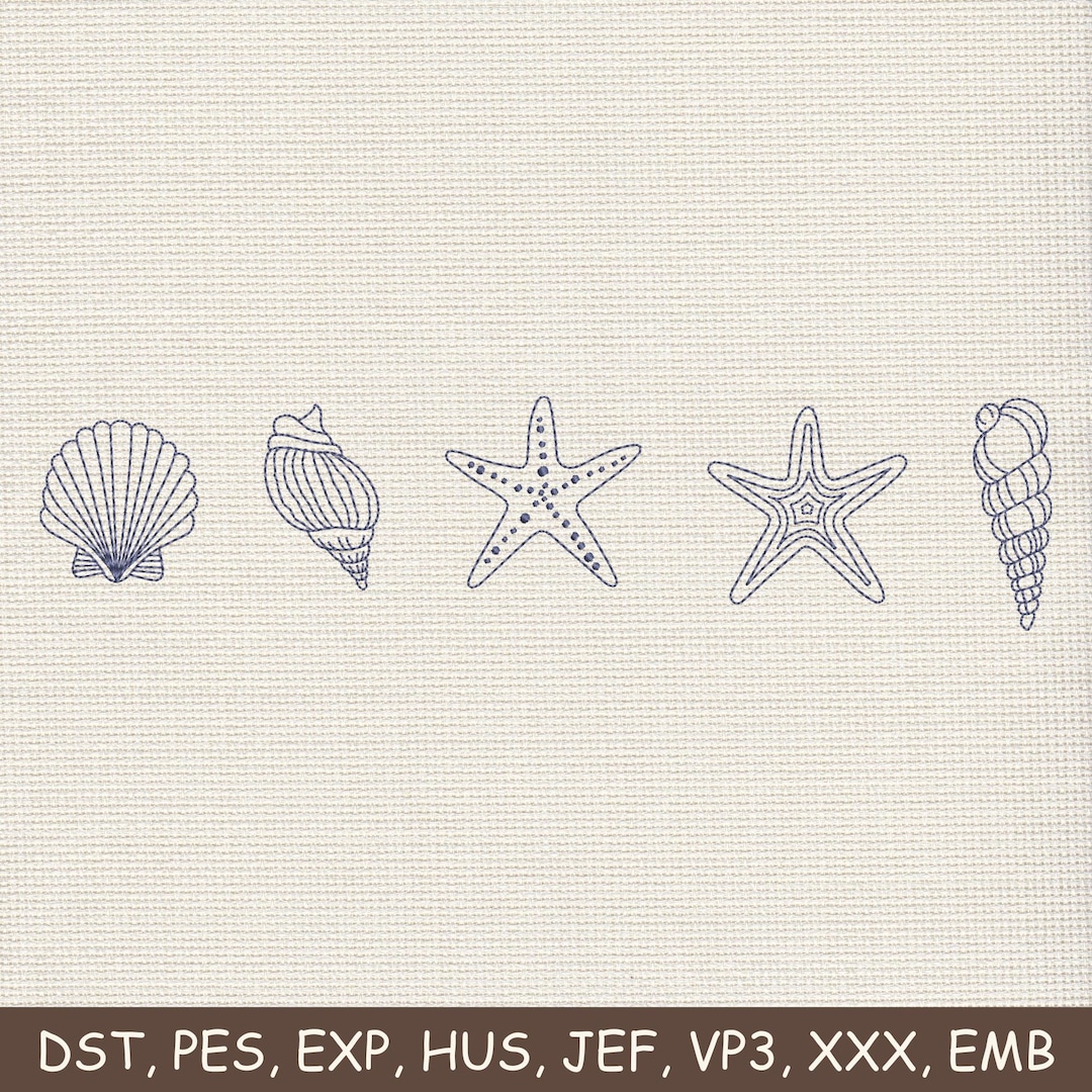 Sea Shells Machine Embroidery Design, Ocean Sea Shells Embroidery File ...