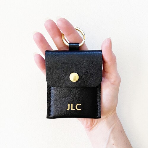 Monogrammed Leather Keychain Wallet Personalized Credit Card - Etsy