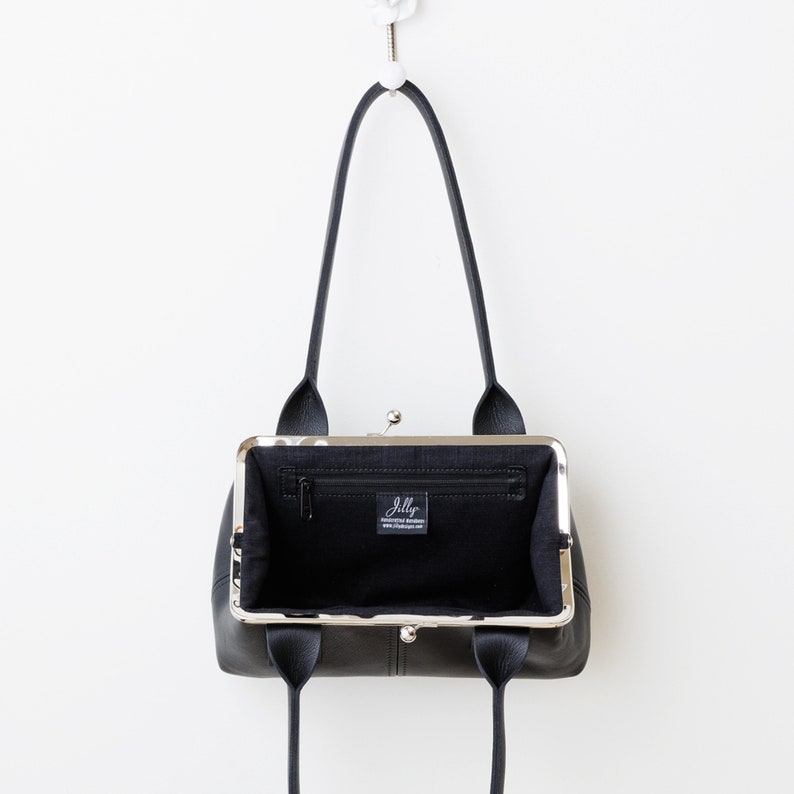 Small Kiss Lock Closure Leather Handbag Retro Style Kiss Lock - Etsy